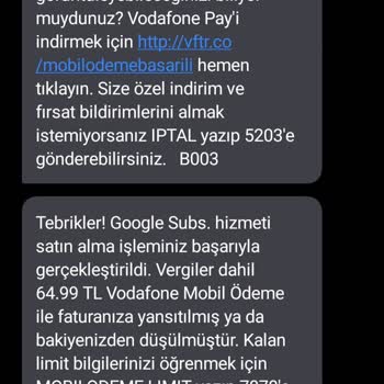 Vodafone Google Subs Satın Alınmış - Şikayetvar