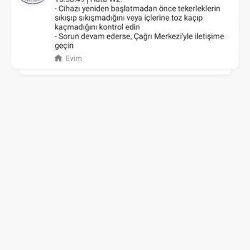 Tefal RG7675WH Robot Süpürge Sürekli W2 Tekerlek Modülü Hatası - Şikayetvar