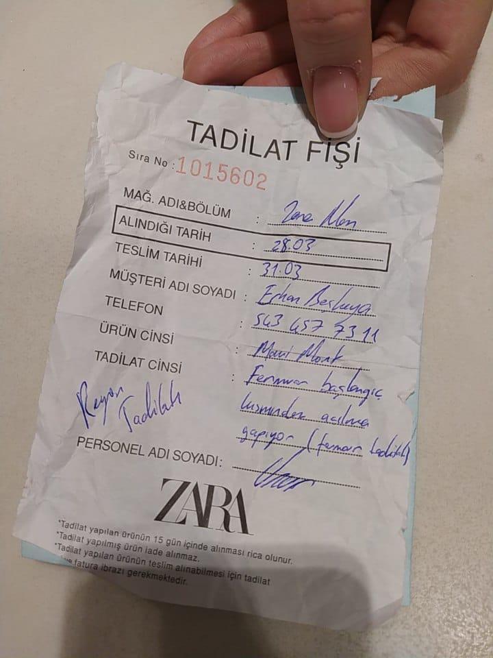 Zara Fermuar Tadilat (Başka Marka Fermuar Taktılar) - Şikayetvar