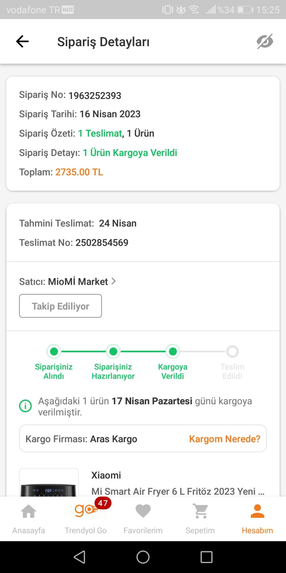 Trendyol Miomi Market'ten Aldığım Xiaomi Airfrey Siparişi Gönderilmedi ...