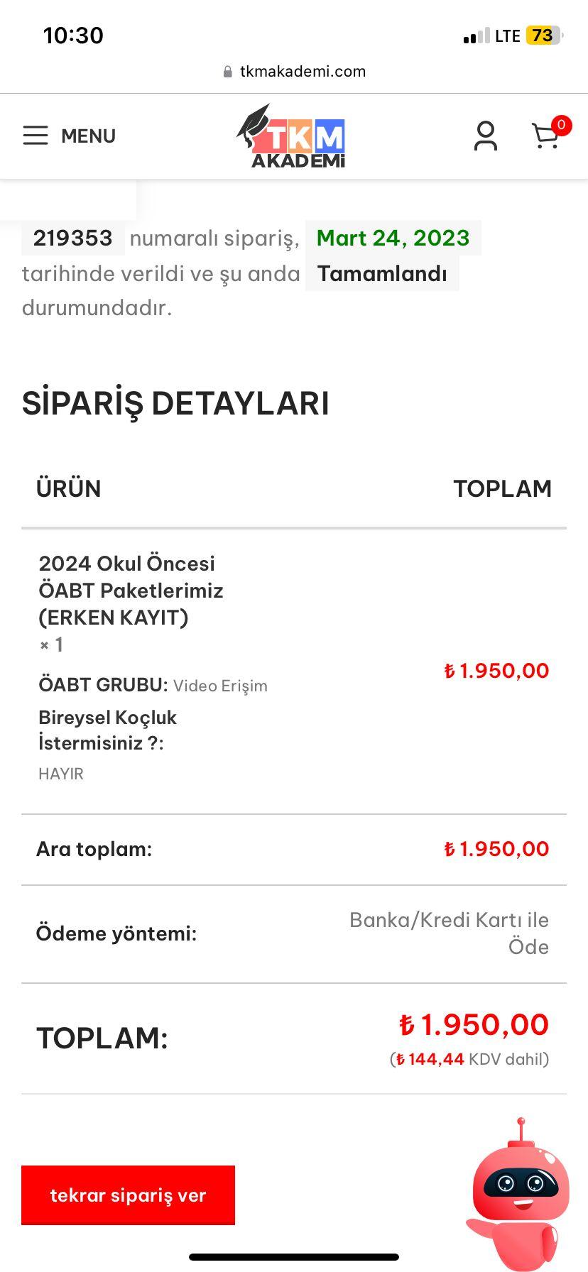Tkm Akademi 2024 Eğitim Paketimin İadesi Gerçekleştirilemiyor - Şikayetvar Tkm Akademi 2024 Eğitim Paketimin İadesi Gerçekleştirilemiyor - Şikayetvar