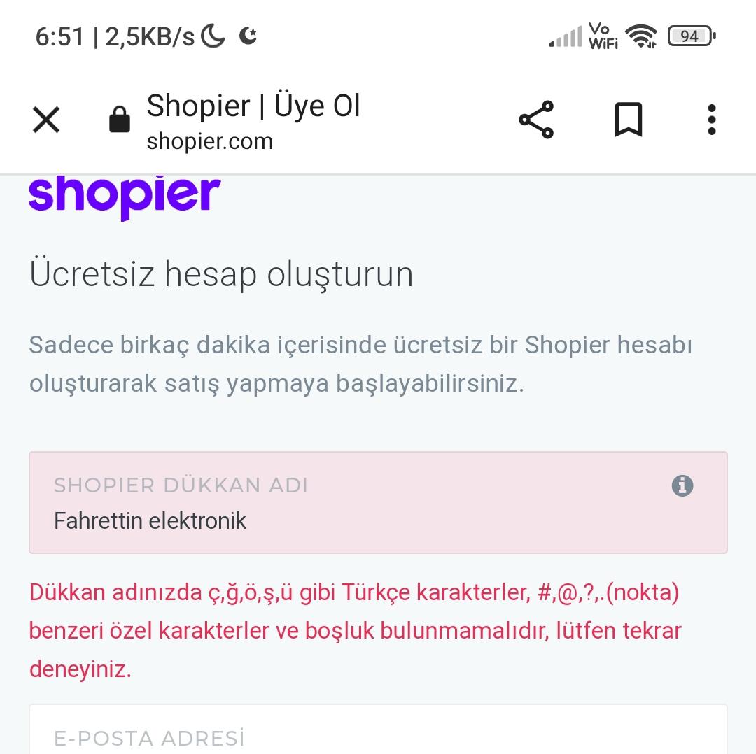 Shopier Dükkan İsmi Kabul Edilmiyor! - Şikayetvar