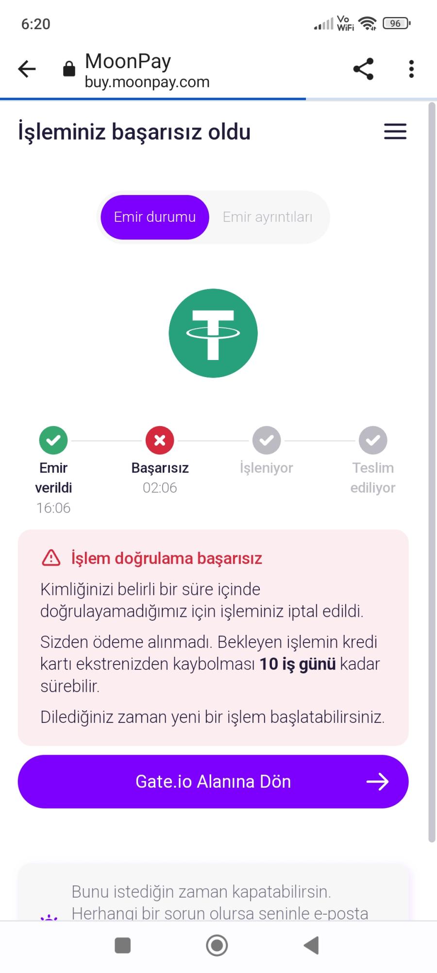 MoonPay Moon Pay Paramı İade Etmiyor - Şikayetvar