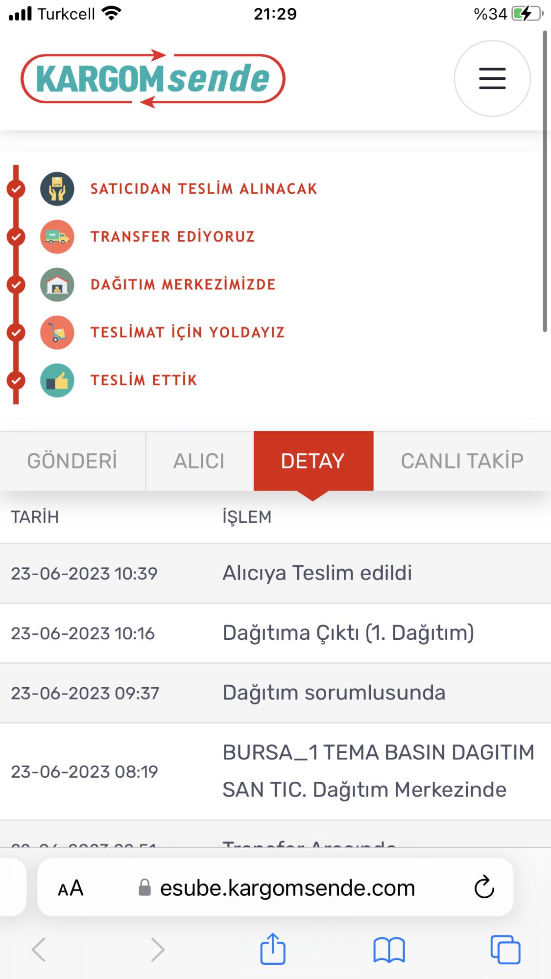 KARGOMsende Kargo Paketinin Teslim Edilmemesi - Şikayetvar