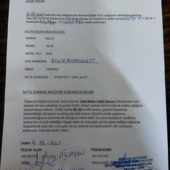 A101 Volta Yide Se 03 Elektrikli Moped - Şikayetvar