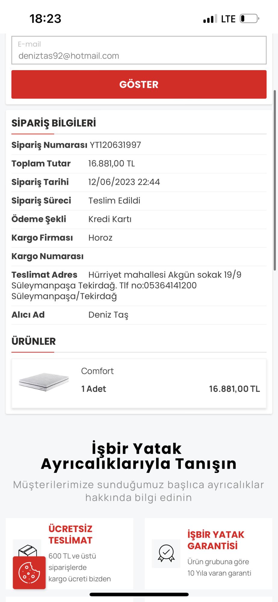 İşbir Yatak Ürünüm Teslim Edilmemesine Rağmen Teslim Edildi Diyor ...