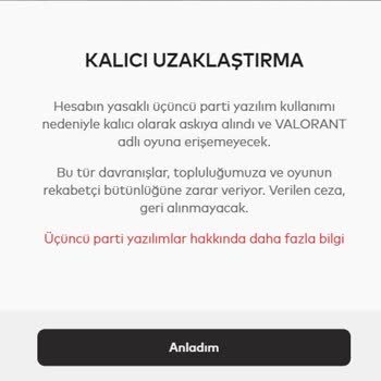 Valorant 72 Saat Ban Kaldırın - Şikayetvar