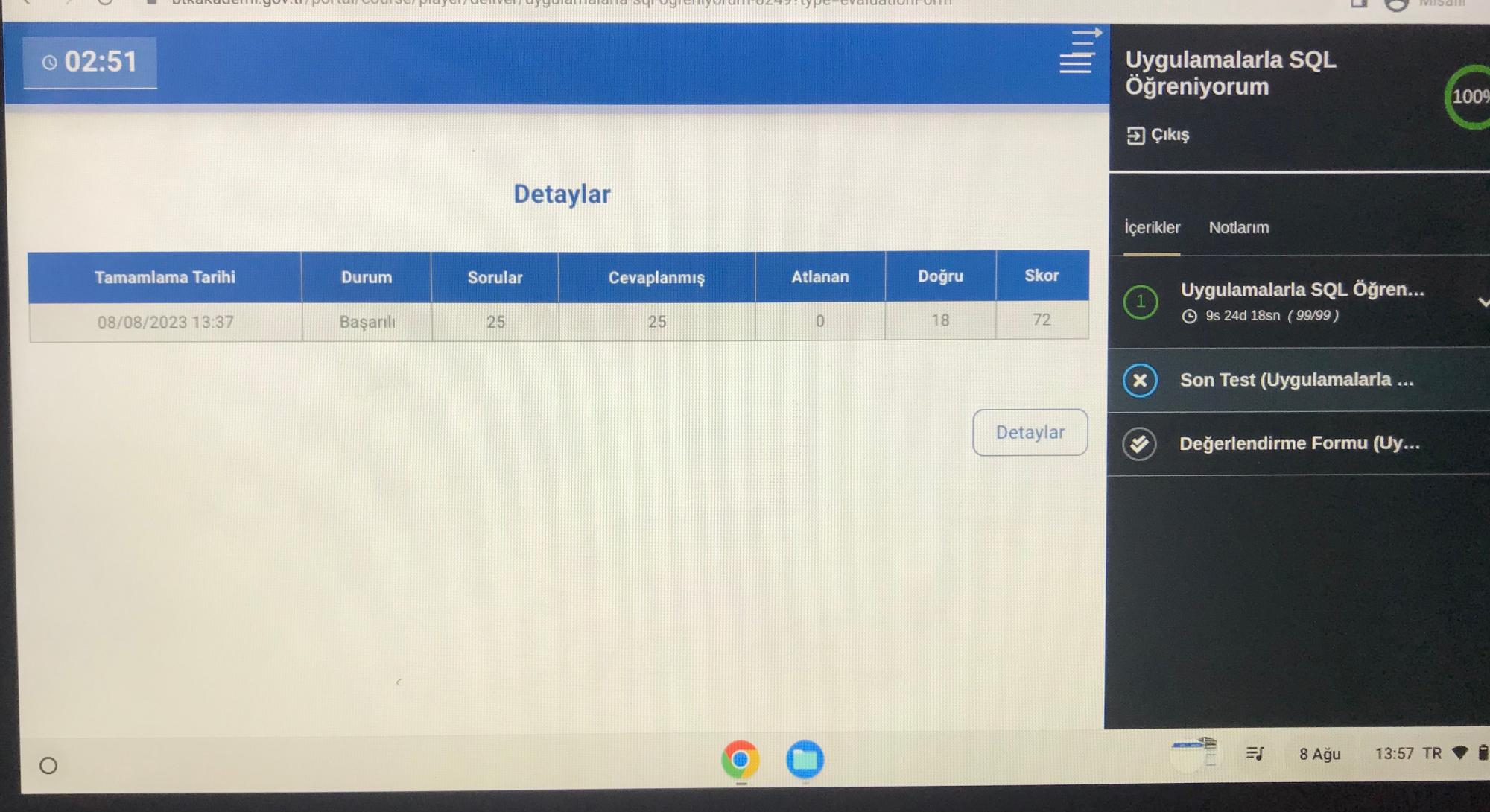BTK Akademi Uygulamalarla Sql Öğreniyorum Eğitim Sertifikamı Vermiyor - Şikayetvar