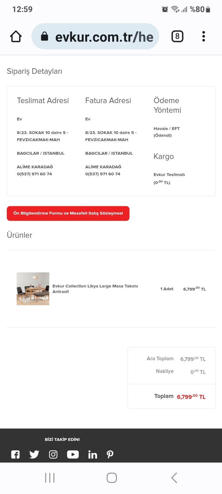 Evkur Mağazasından Aldığım Mutfak Masa Takımının Sırt Dayama Bölümü Koptu - Şikayetvar