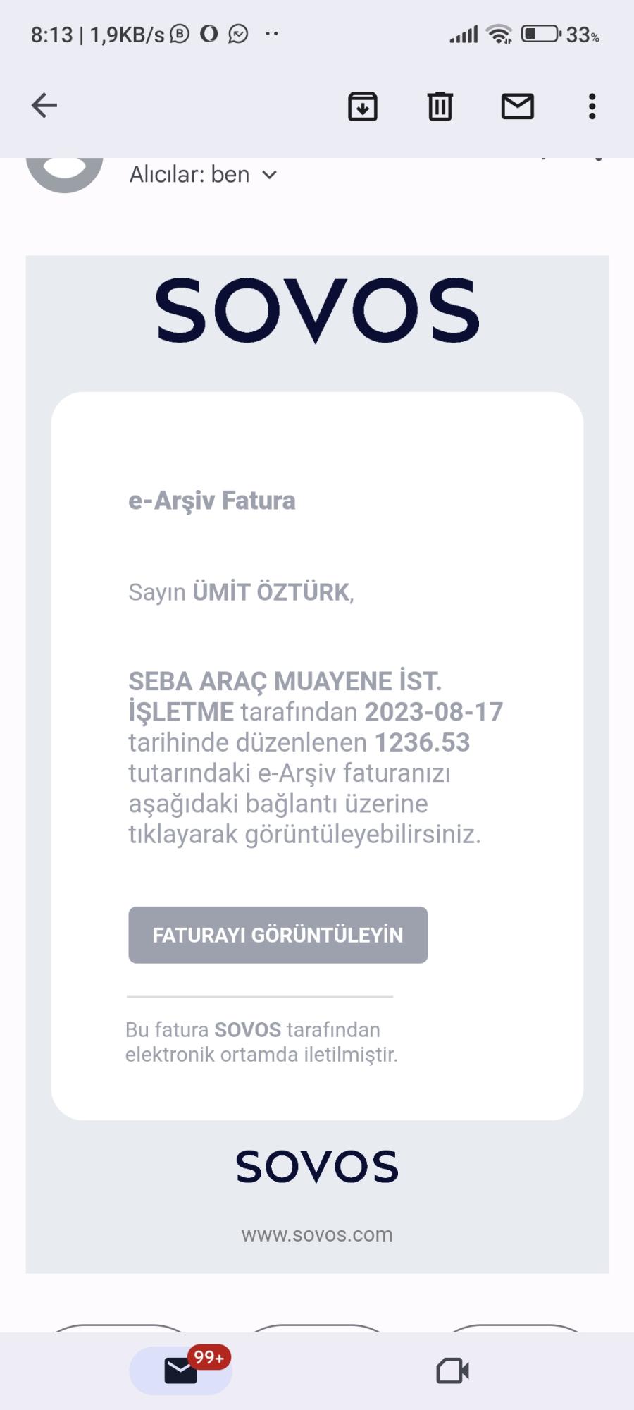 Sovos Türkiye E Arşiv Faturası - Şikayetvar