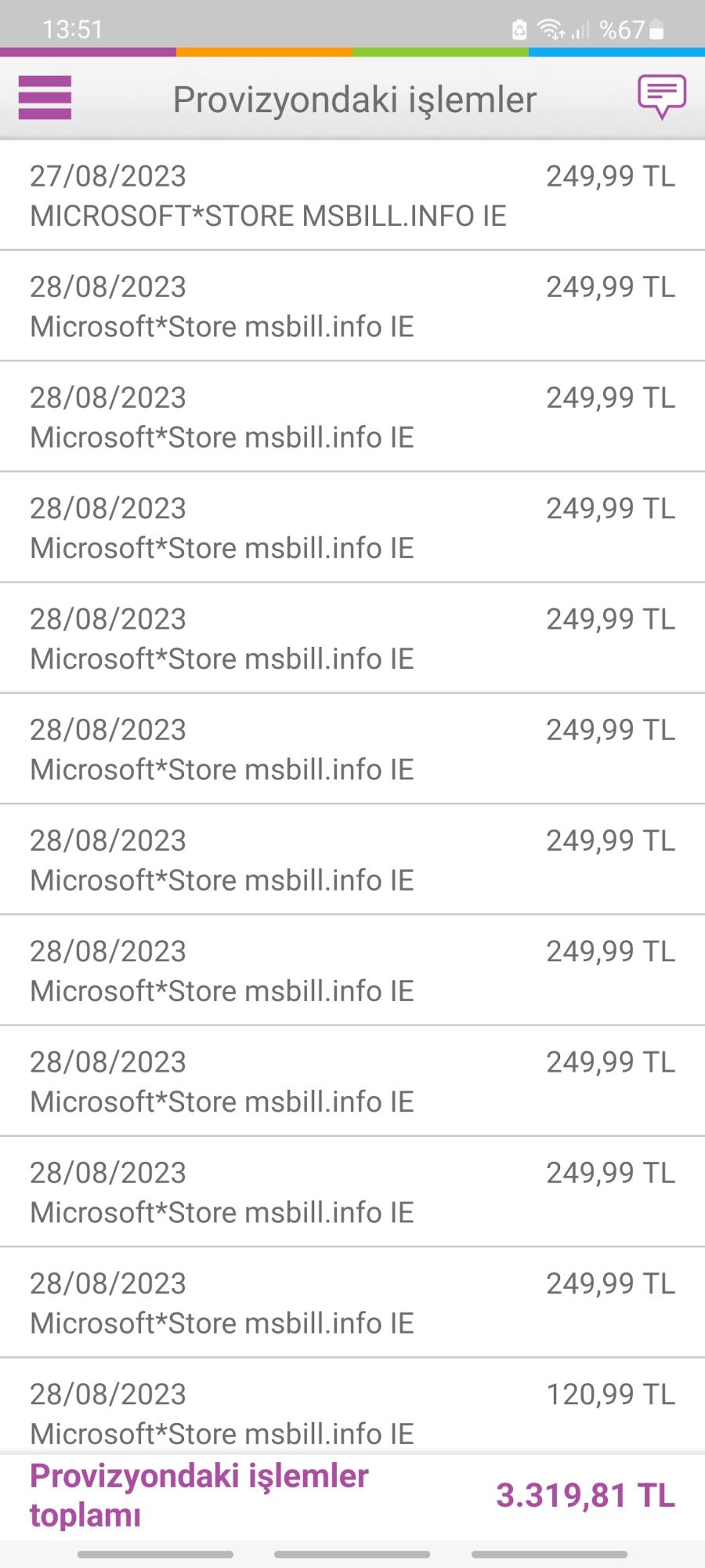 Unauthorized Charges from Microsoft*Store - Xolvie
