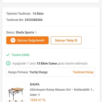 Trendyol Kamp Masası Farklı Boyut - Şikayetvar