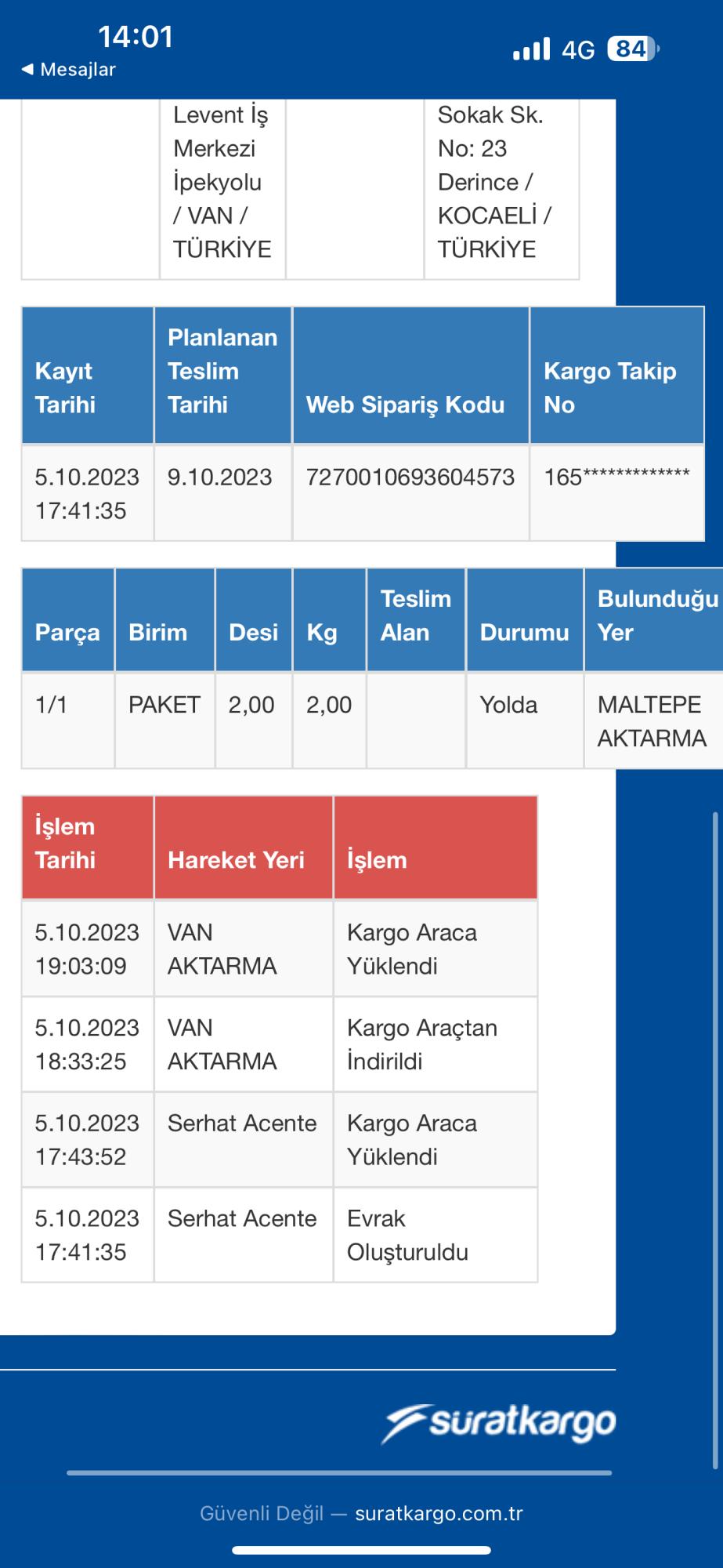 Sürat Kargo "Sürat" Kargo Maltepe Aktarma Merkezi - Şikayetvar