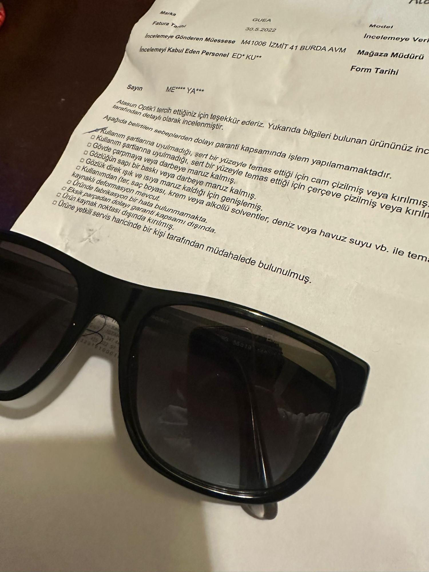 Atasun Optik Armani Güneş Gözlüğü - Şikayetvar