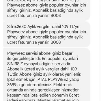 Playweez Onayım Olmadan Başlatılan Play Weez Aboneliği İptal Edilmiyor - Şikayetvar