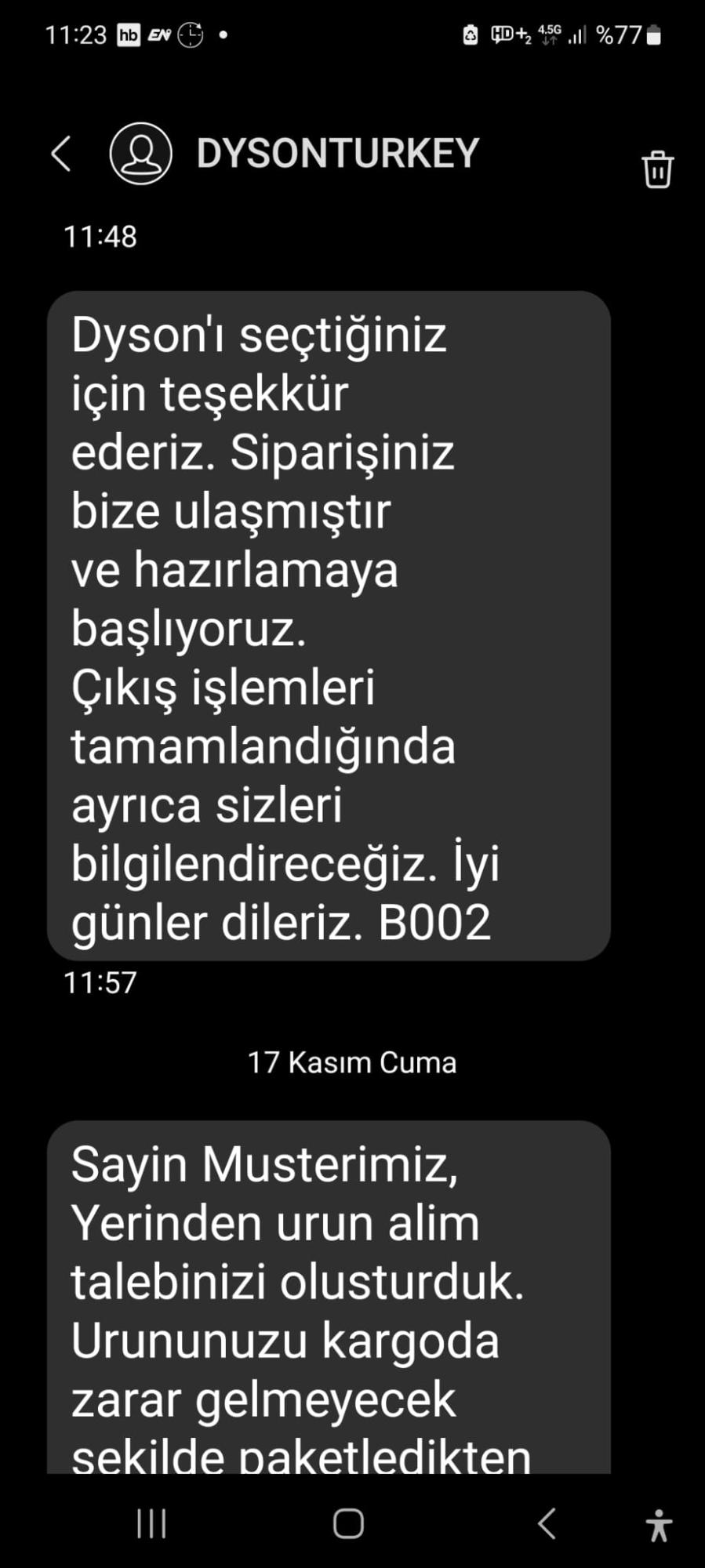 Dyson Turkey Servis Ve Müşteri Hizmetleri Sorunu - Şikayetvar