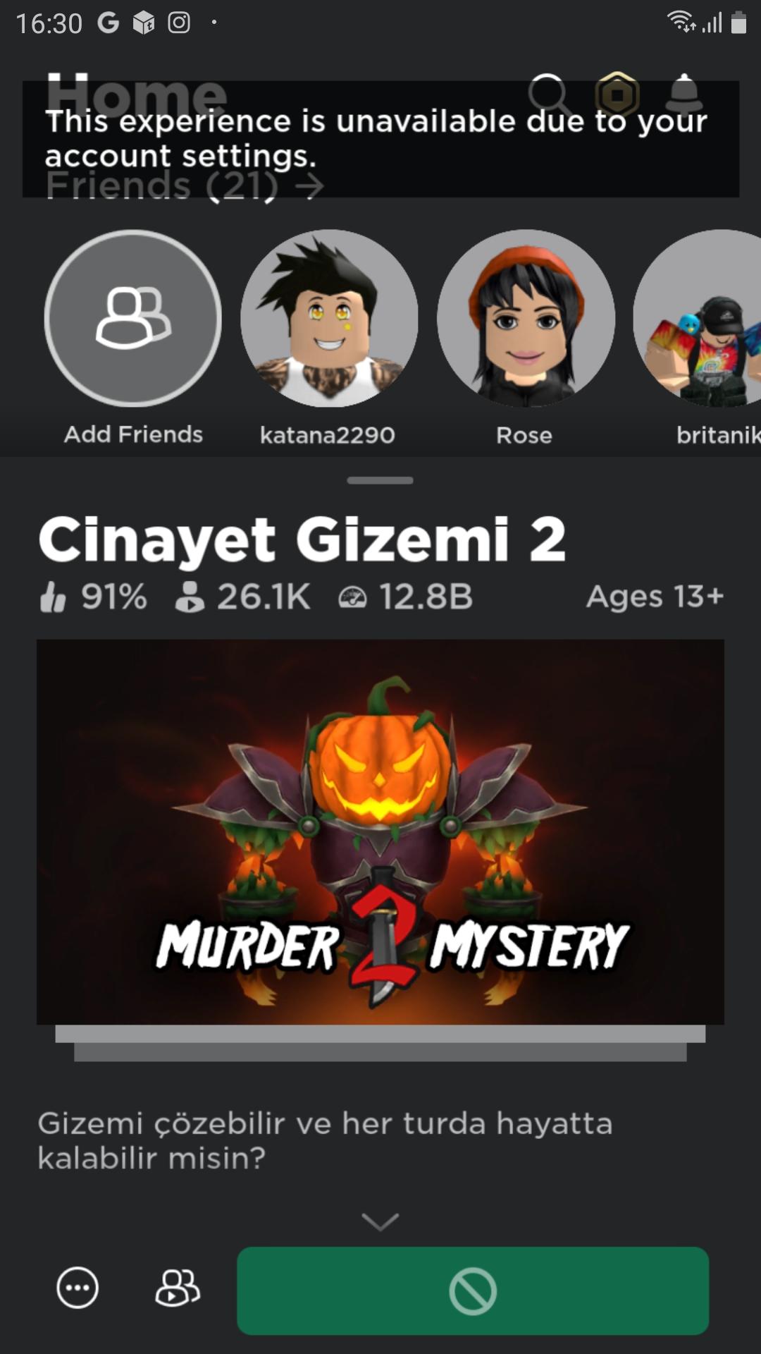 ROBLOX Mm2'ye Bir Türlü Giremiyorum - Şikayetvar