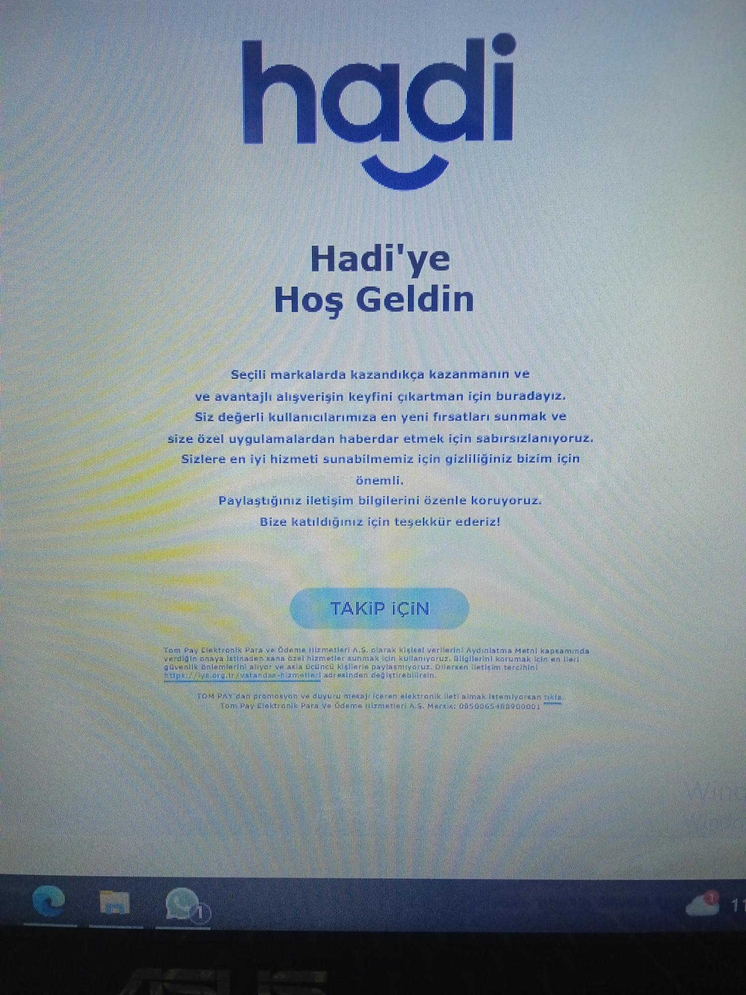 Hadi TOM Pay Hadi'ye Üyelik Yapılması - Şikayetvar