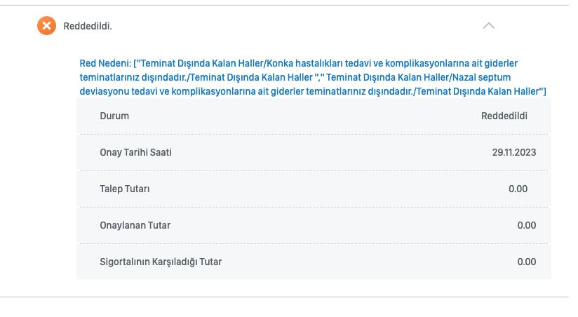 Allianz Sigorta Allianz Tamamlayıcı Sigorta / Konka ve Nasal Semptom Karşılama Problemi - Şikayetvar