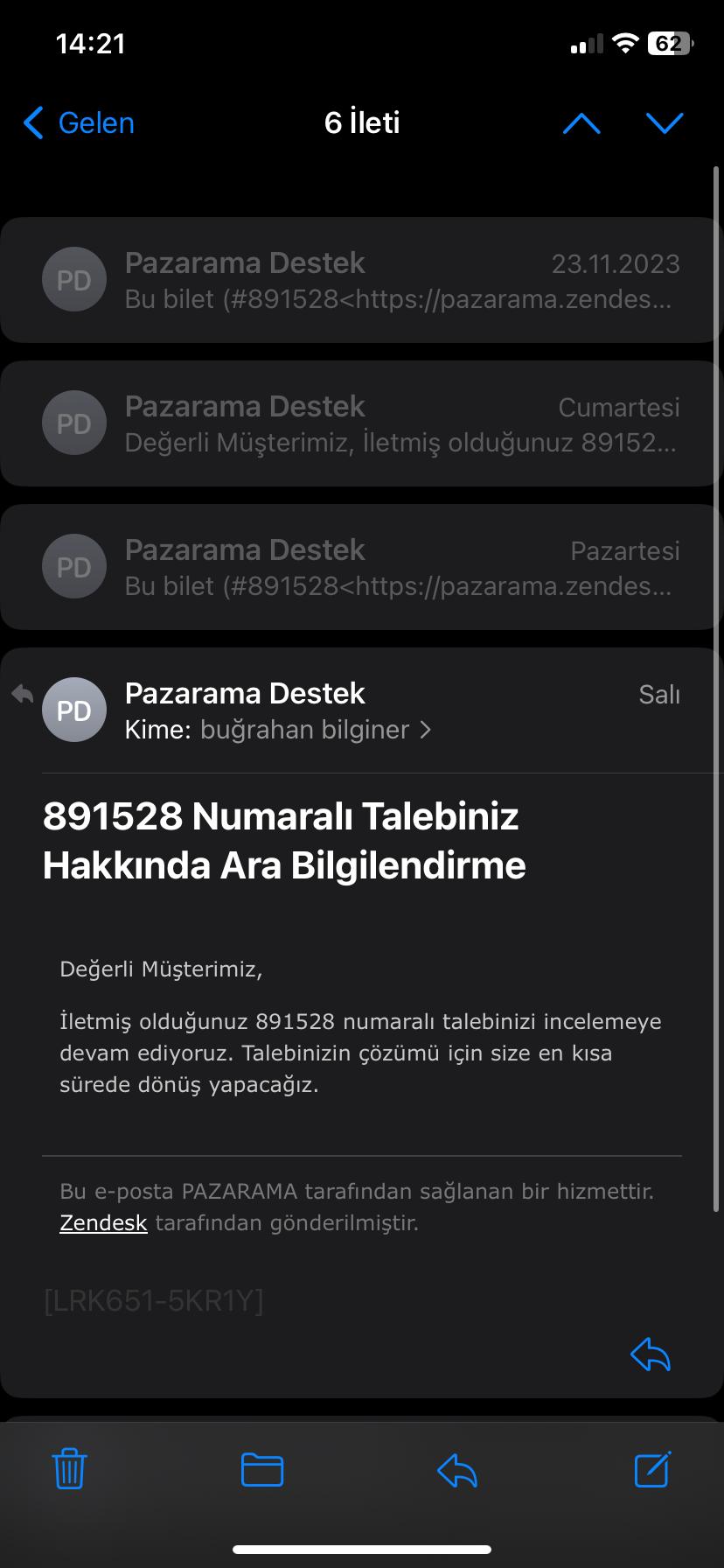 Pazarama Sorumsuzluğu Ve Ürünün Ortadan Kaybolması - Şikayetvar