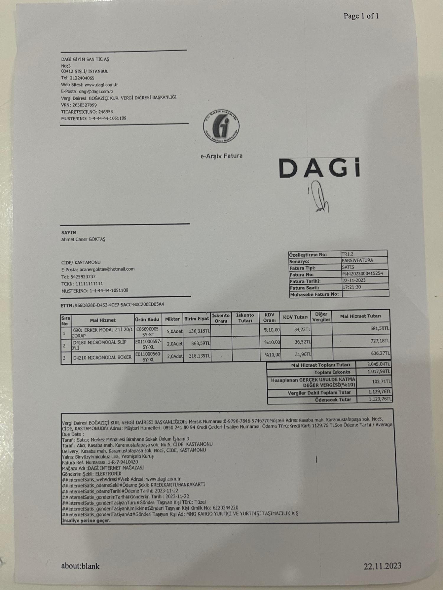 Dagi Firması Hatasının Ve Malının Arkasında Durmuyor. - Şikayetvar