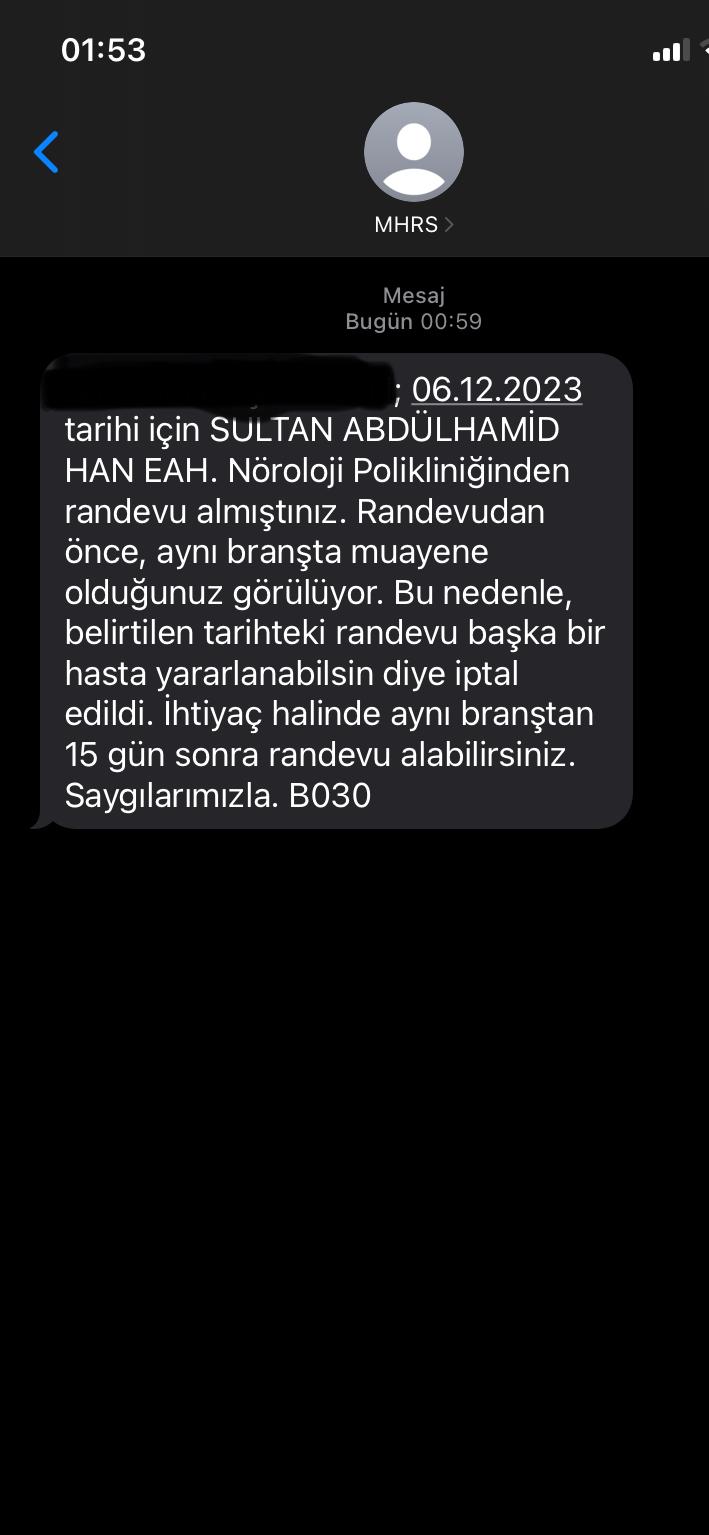 MHRS - 182 MHRS (Merkezi Hekim Randevu Sistemi) Hastaneden İptal Edilen Randevuyla İlgili ...