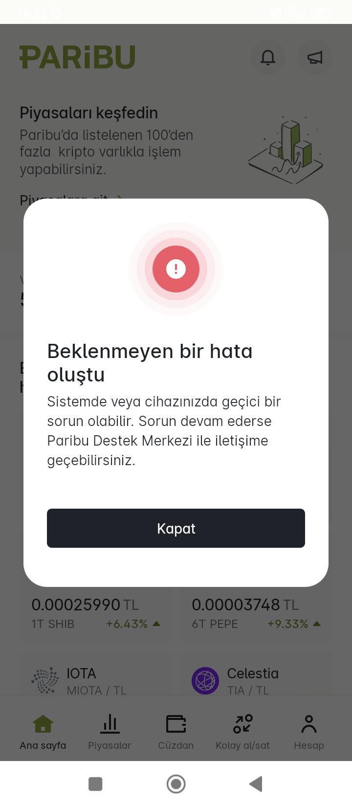 Paribu Beklenmeyen Bir Hata Oluştu - Şikayetvar