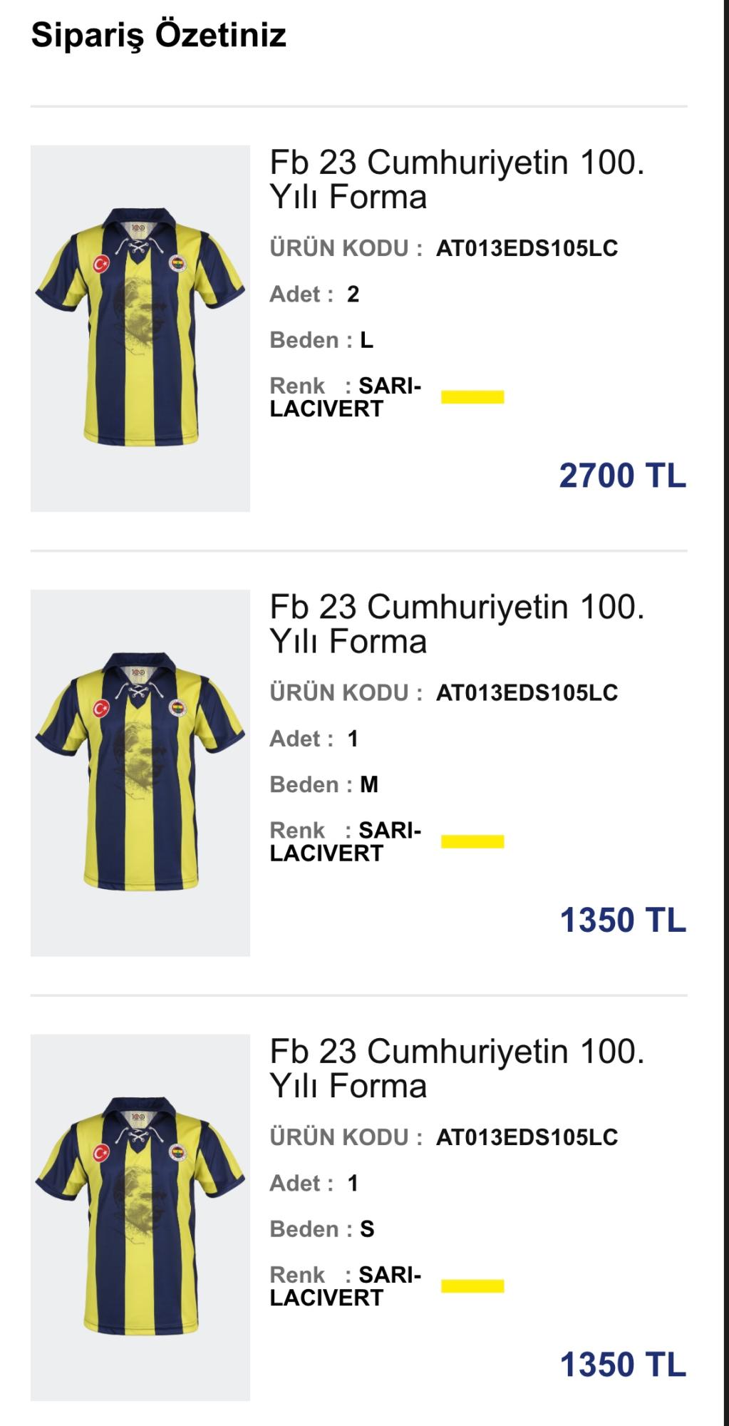 Fenerium Fenerbahçe Spor Kulübü Cumhuriyetin 100. Yılı Forması - Şikayetvar
