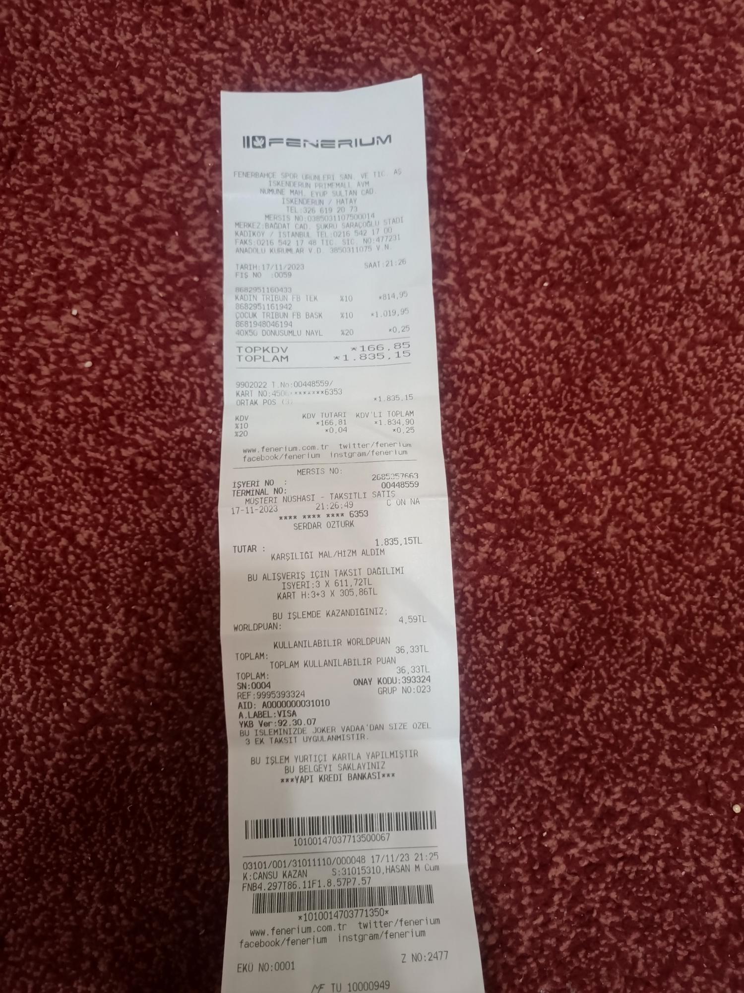 Fenerium Hatay İskenderun Prime Mall Personel - Şikayetvar