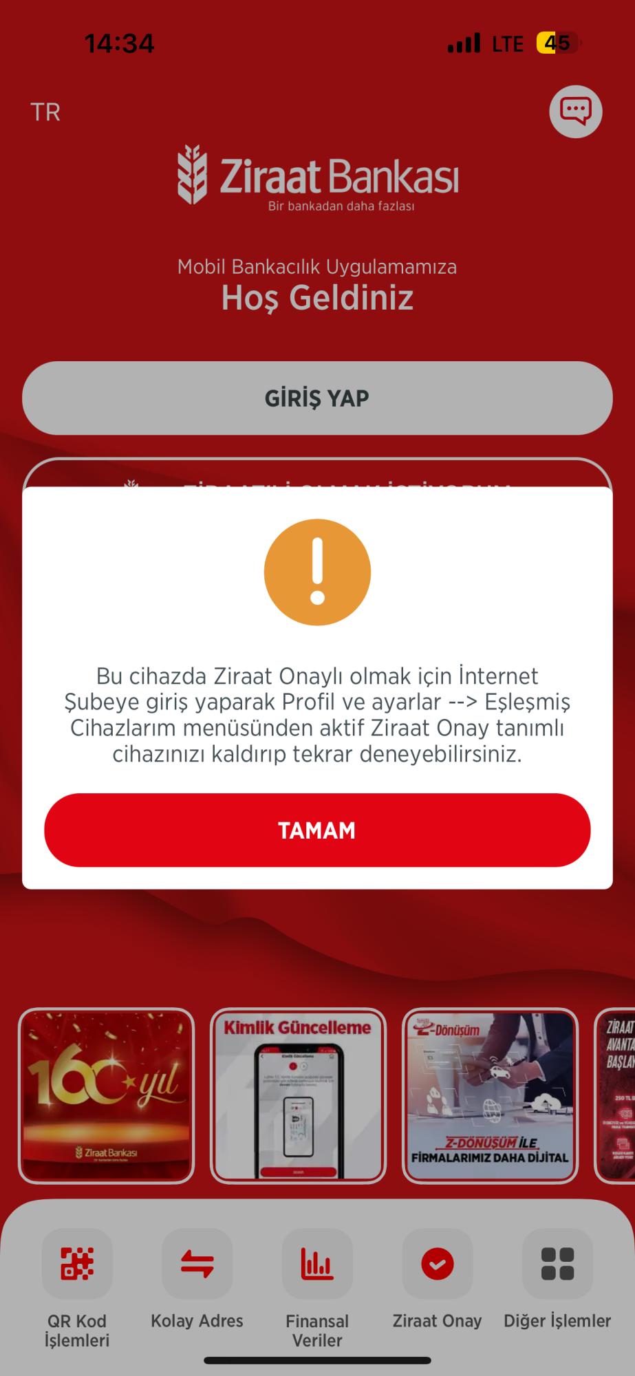 Ziraat Bankası Ziraat Mobile Giriş Yapamıyorum - Şikayetvar