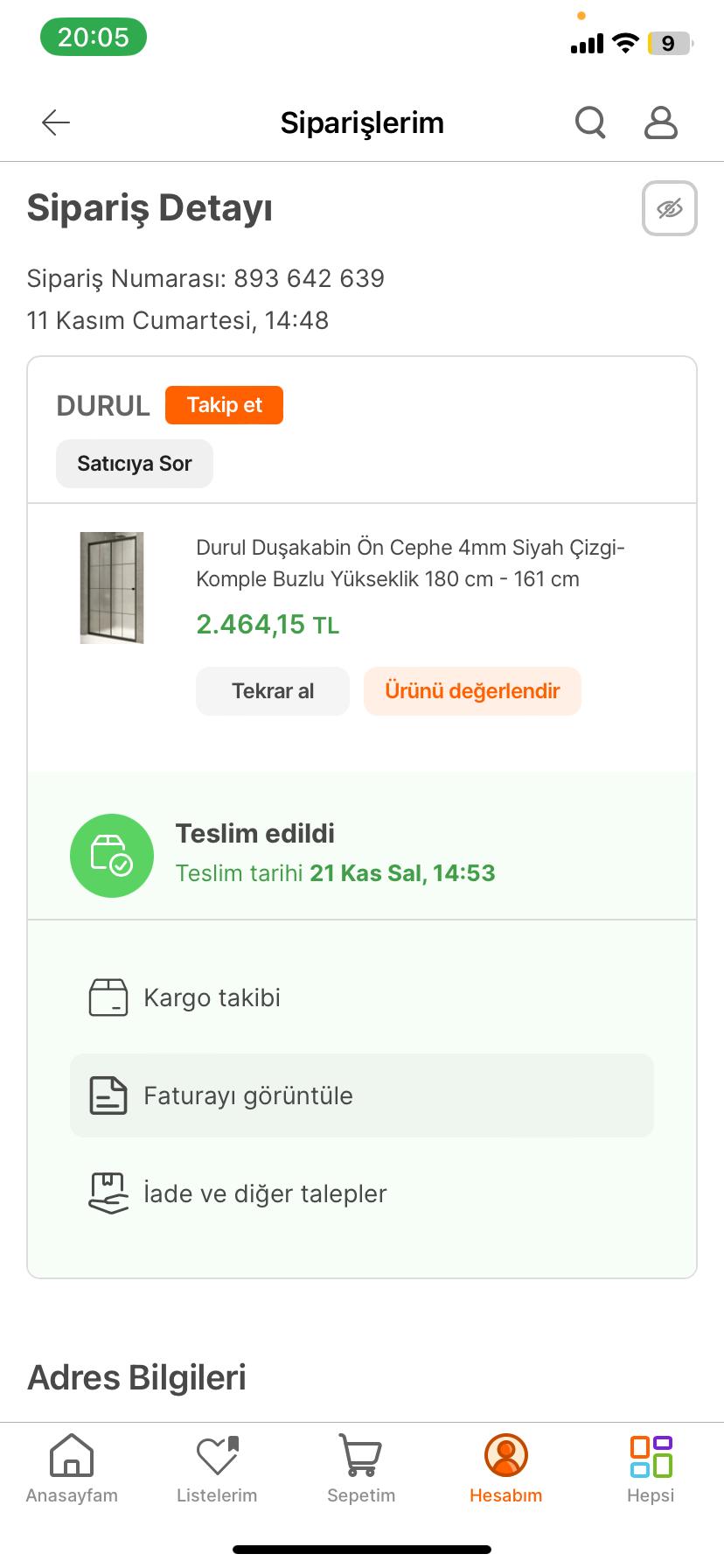 Durul Duşakabin Satın Almış Olduğum Ürünü Halen Göndermediler - Şikayetvar