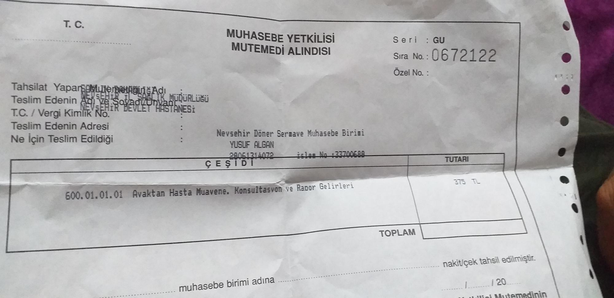 Sağlık Bakanlığı Rapora Ücret Alindi - Şikayetvar