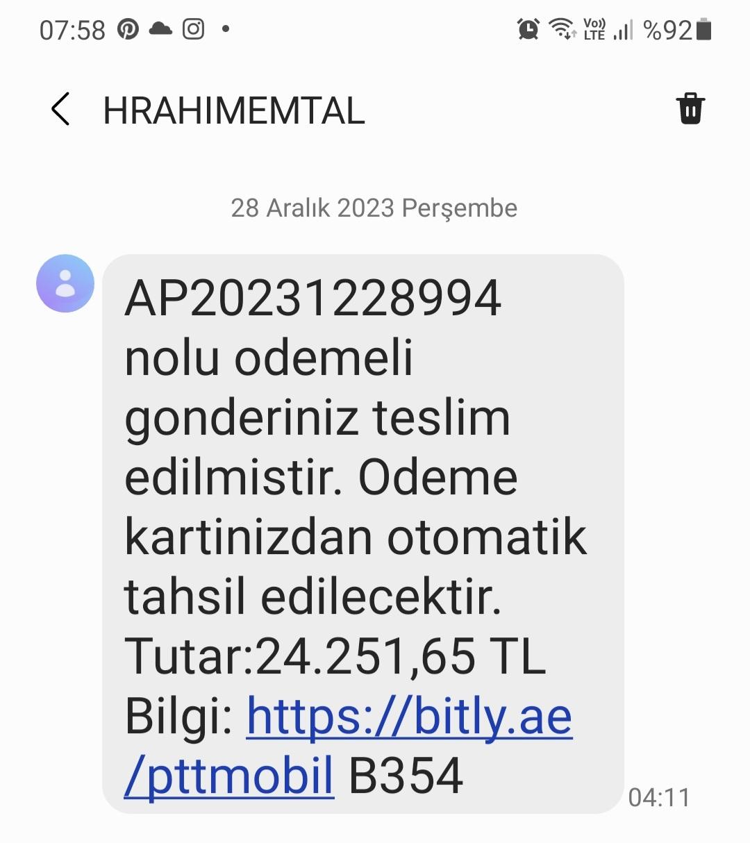 PTT Kargo Bana Ait Olmayan Gönderi Ve Ödeme - Şikayetvar