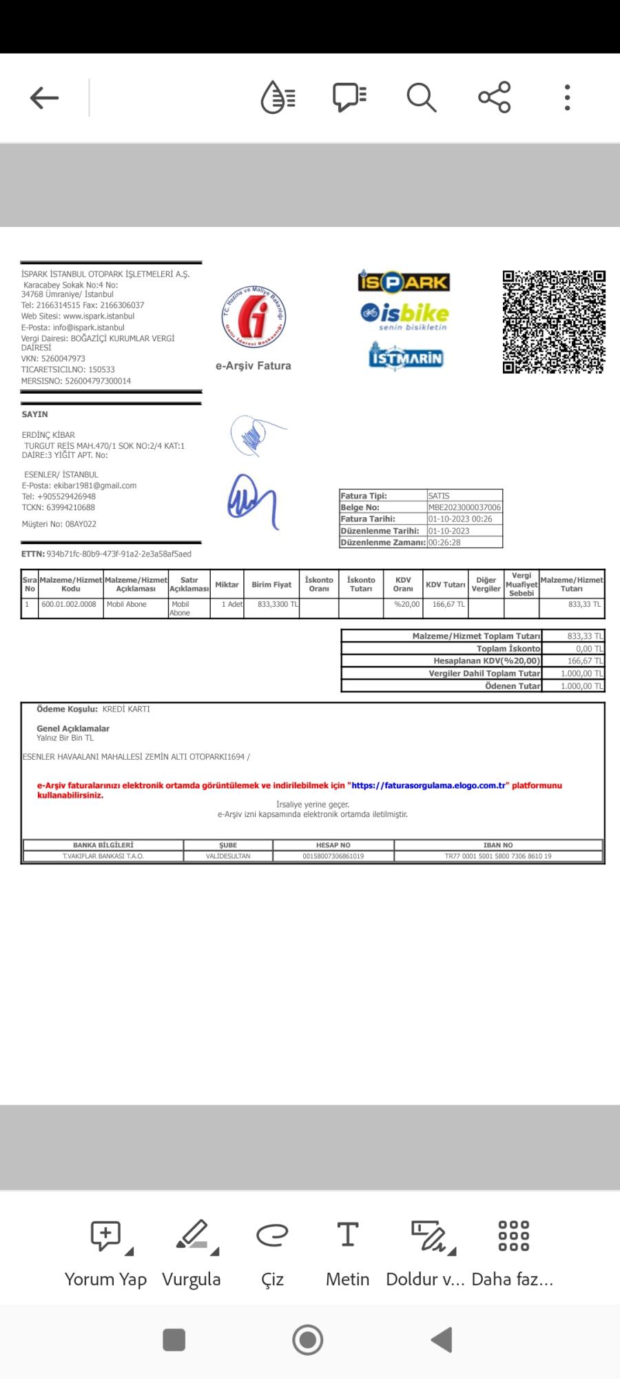 İspark İn Habersizce Aboneliğimizi İptal Etmesi - Şikayetvar