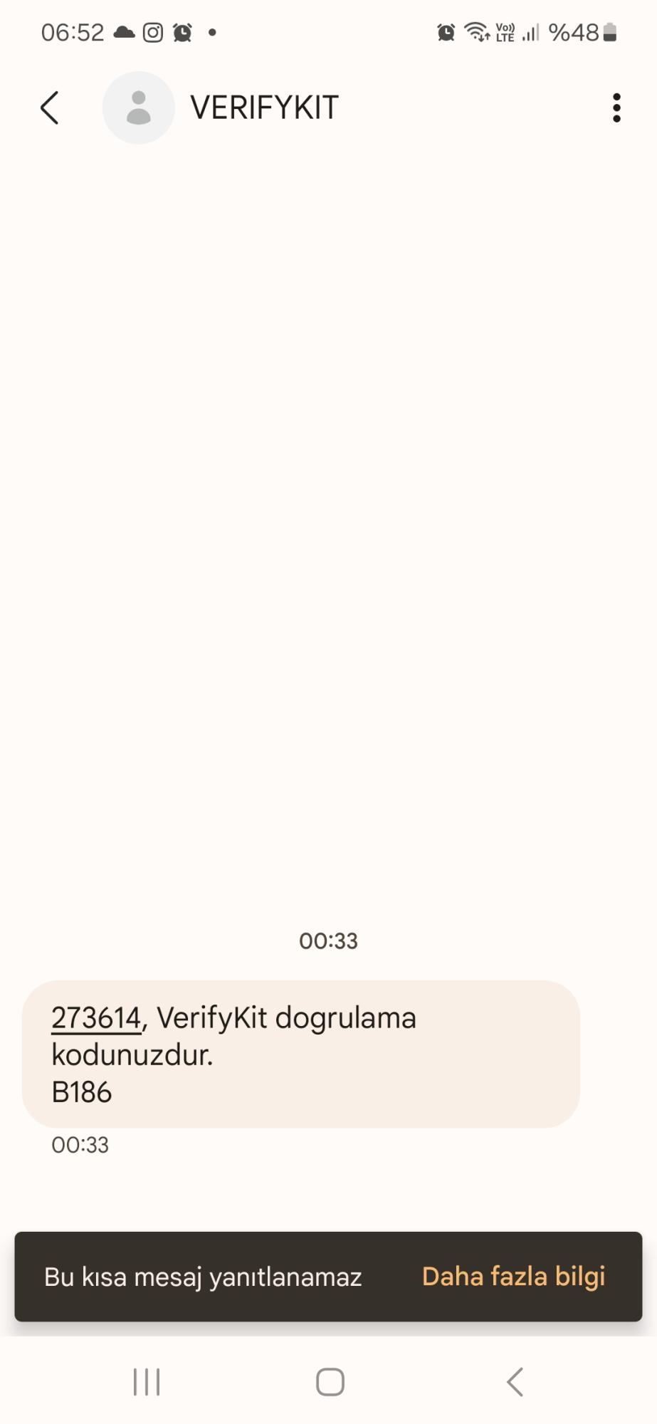 Verifykit Tarafından Doğrulama Kodu Gönderilmesi - Şikayetvar
