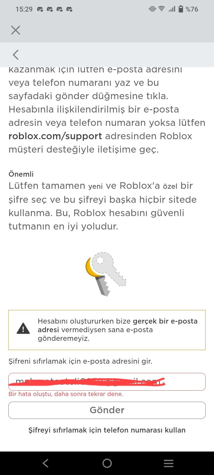 Roblox Şifre Yenileme Hatası - Şikayetvar