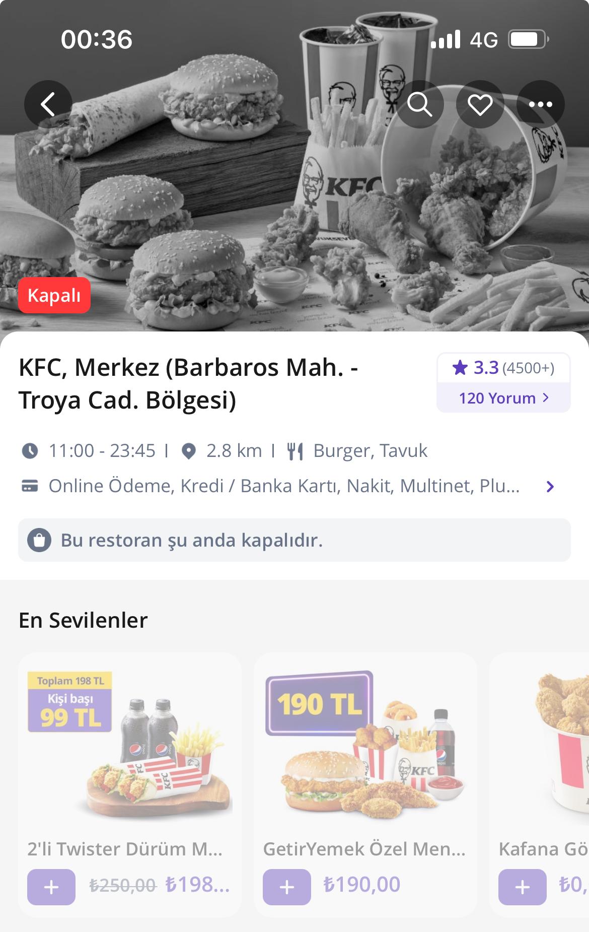 KFC Menü, Hem Eksik, Hem De Soğuk! - Şikayetvar