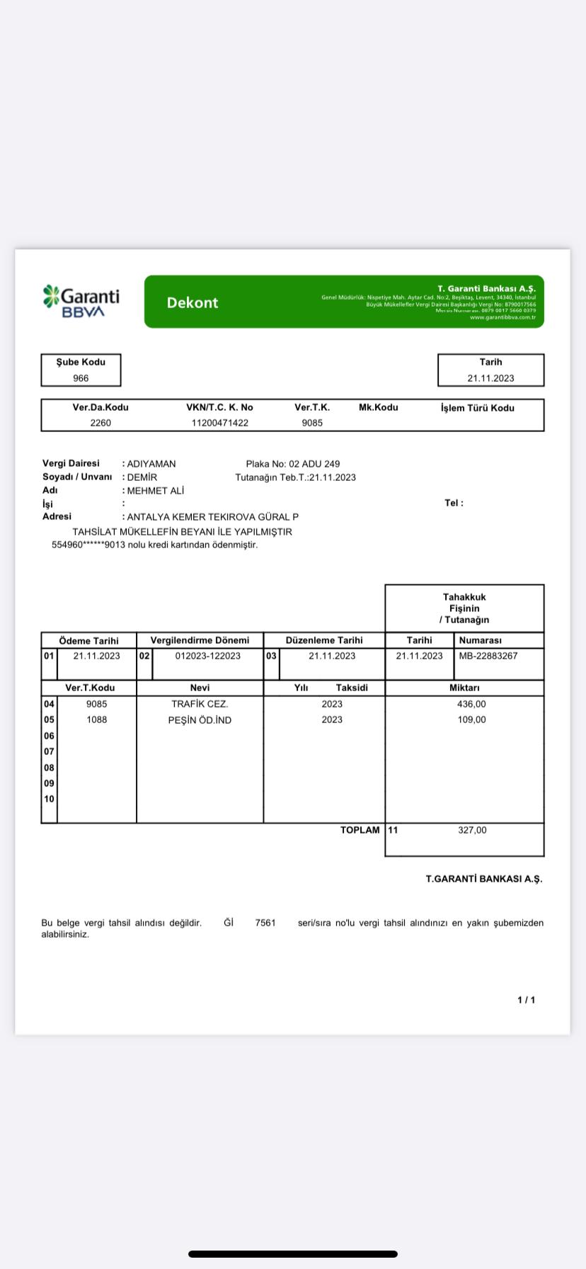 Gelir İdaresi Başkanlığı Aynı Trafik Cezasını 2 Kere Ödedim - Şikayetvar
