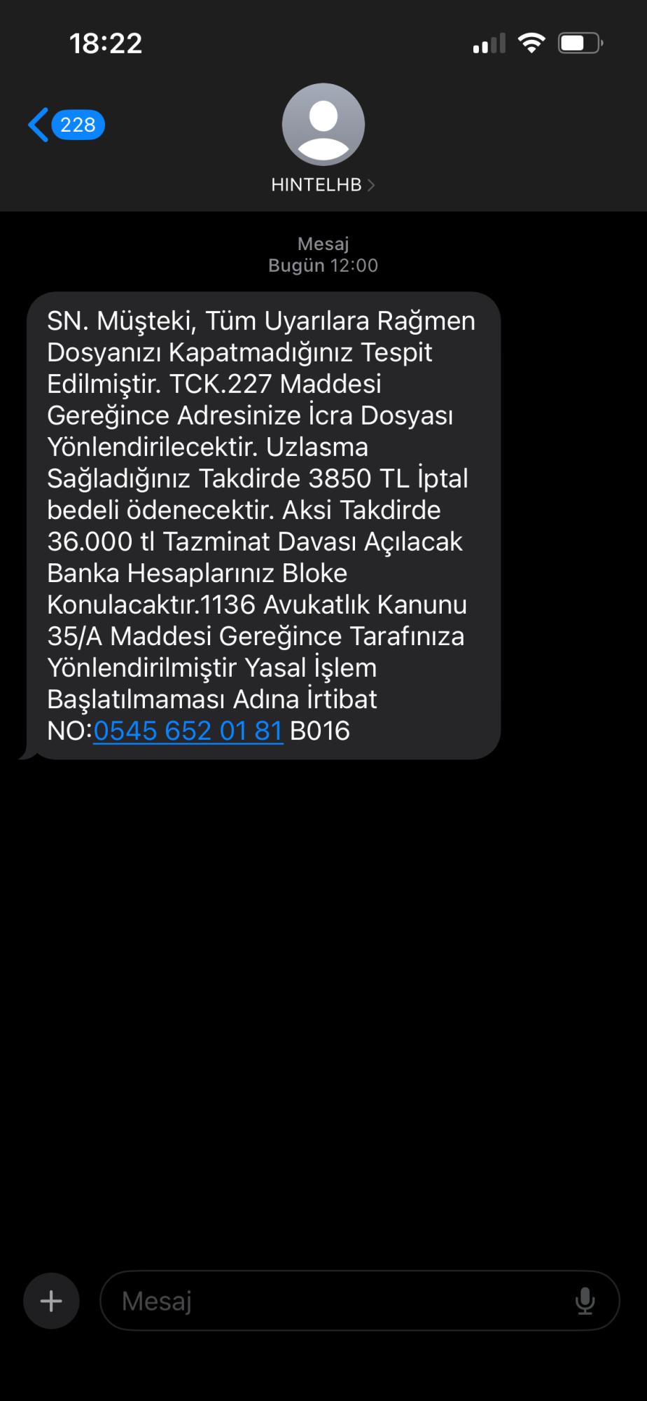HINTELHB (SMS) Hintelhb (SMS) T. C. Kimliğim Ele Geçirilmiş Ve Tehdit ...