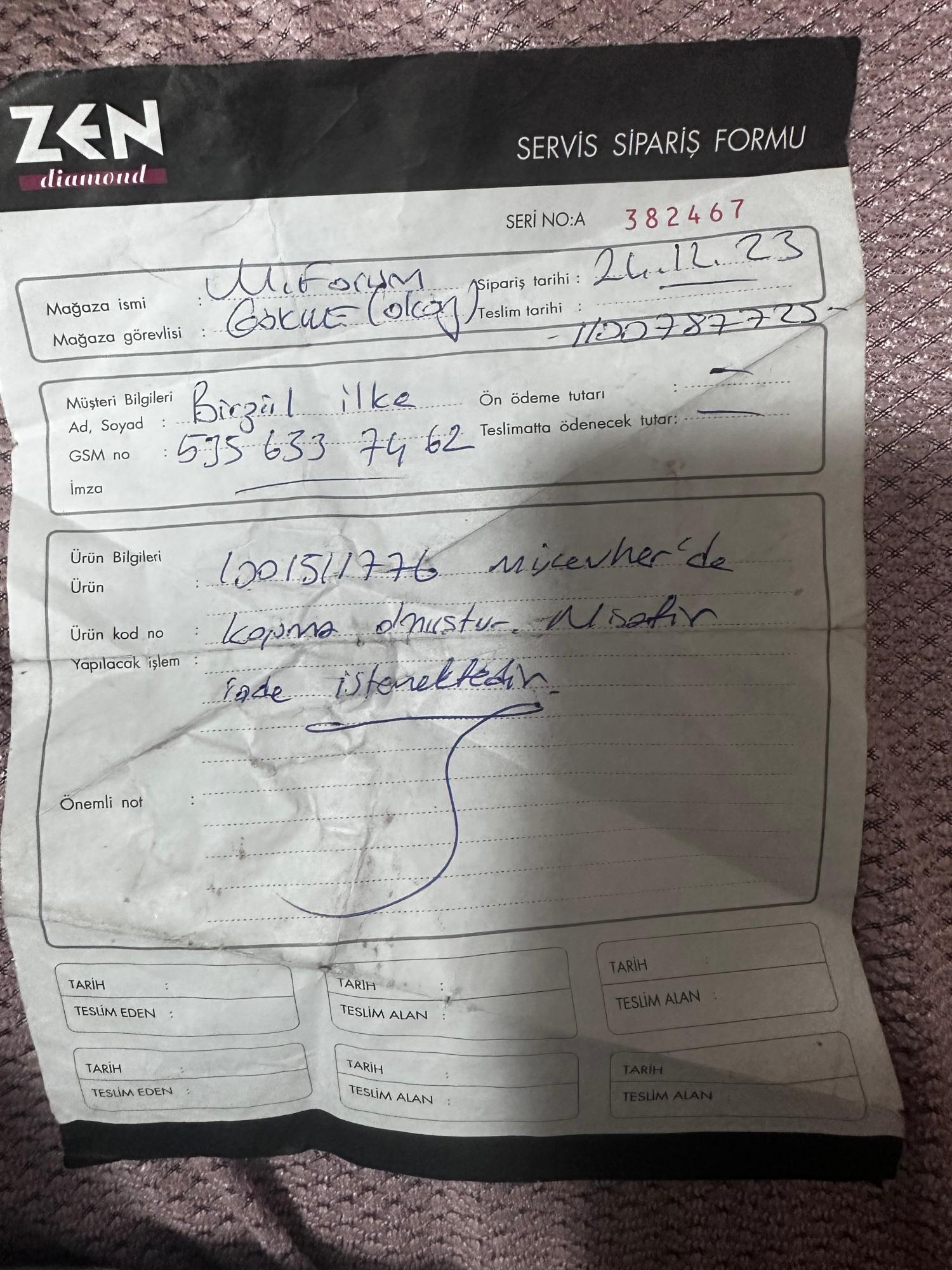 Zen Pırlanta Pişmanlıktır İade Almıyorlar Paramı Kesiyorlar - Şikayetvar