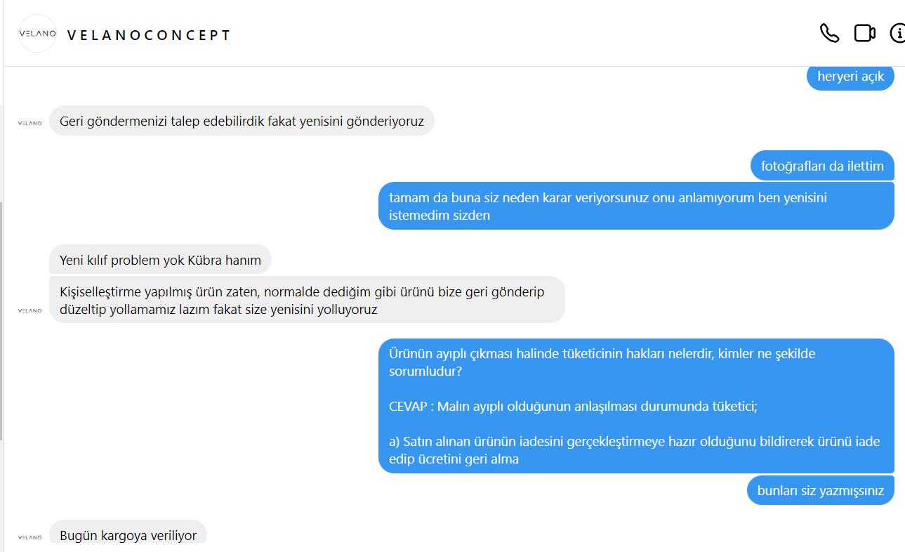 VELANO Concept Velano Ürün Arkasında Durmuyor - Şikayetvar