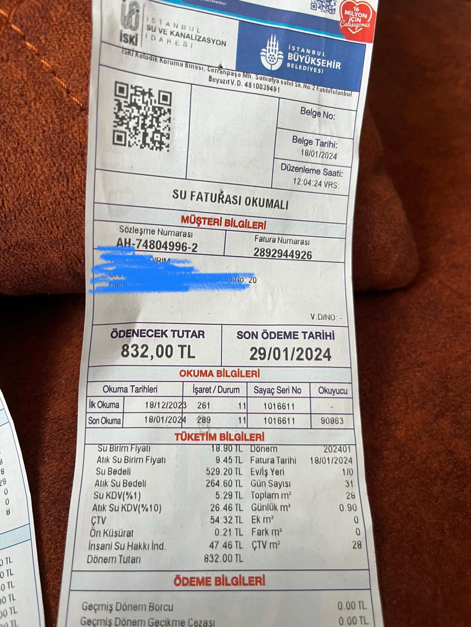İstanbul Büyükşehir Belediyesi İSKİ Yüksek Gelen Su Faturası - Şikayetvar