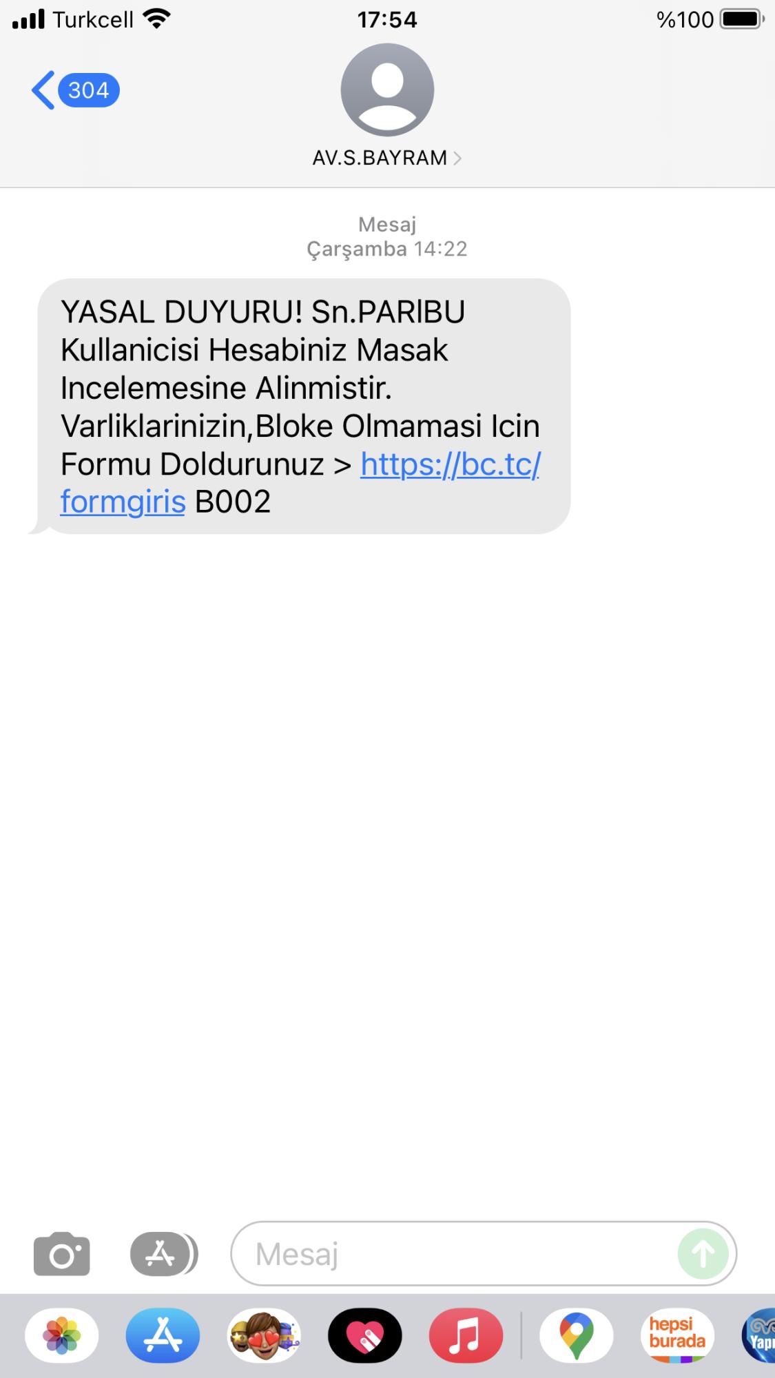 Paribu'dan Gelen Mesaj - Şikayetvar