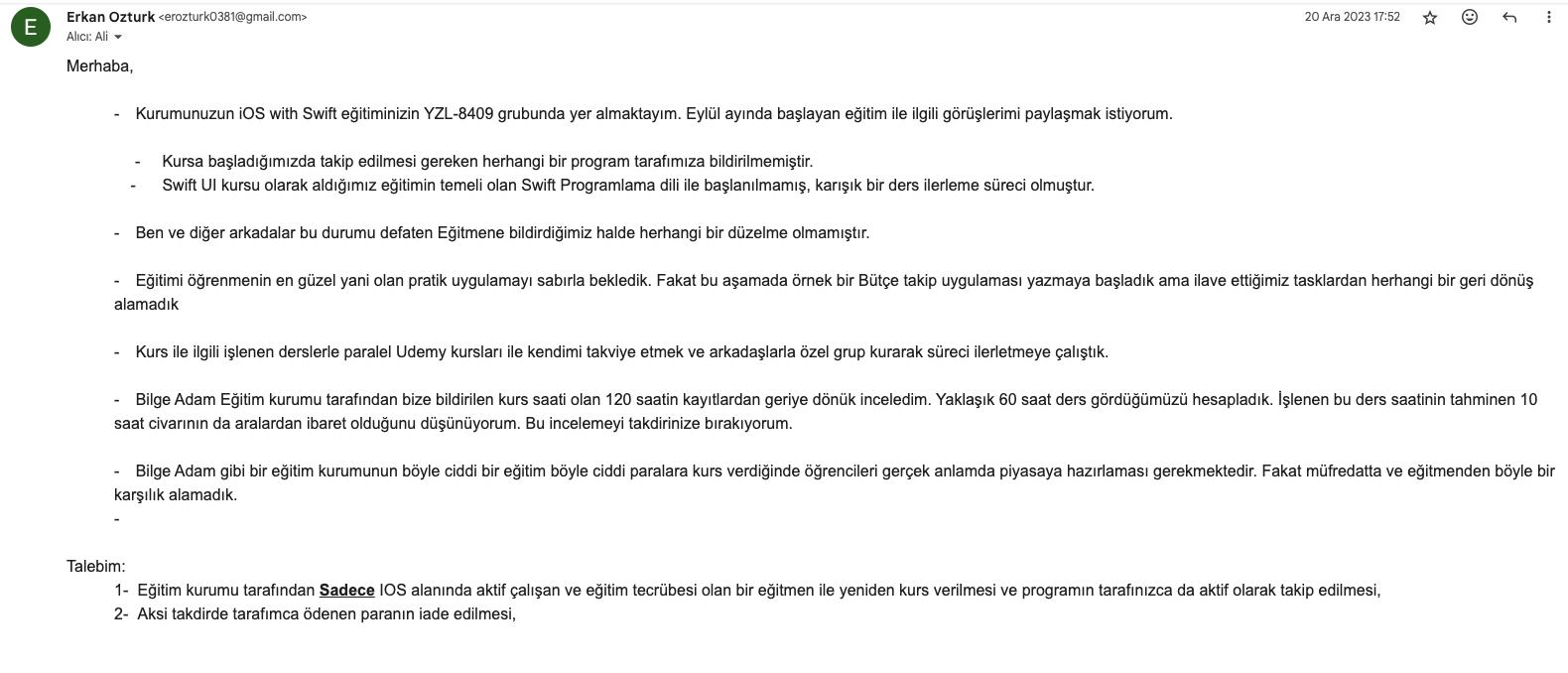 Bilge Adam Akademi Bilgi Adam SWİFT Kursu - Şikayetvar