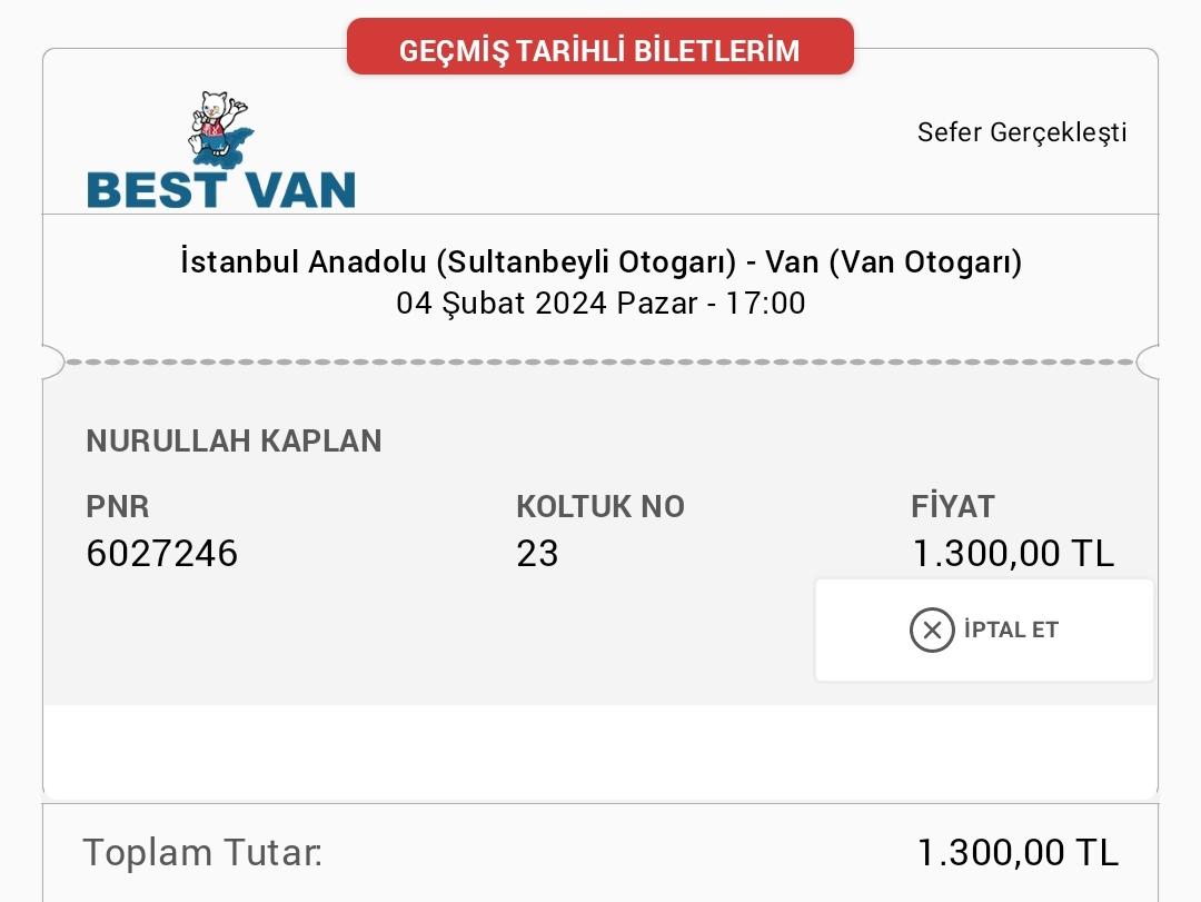 Best Van Turizm Kişiye Göre Muamele Yapan Bir Muavin - Şikayetvar