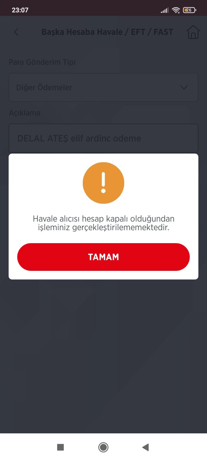 Ziraat Bankası Havale Alıcısı Hesap Kapalı - Şikayetvar