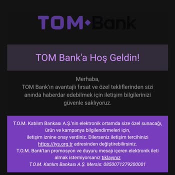 Hadi - TOMBANK Tom Bank Adıma İzinsiz Hesap Açılması - Şikayetvar