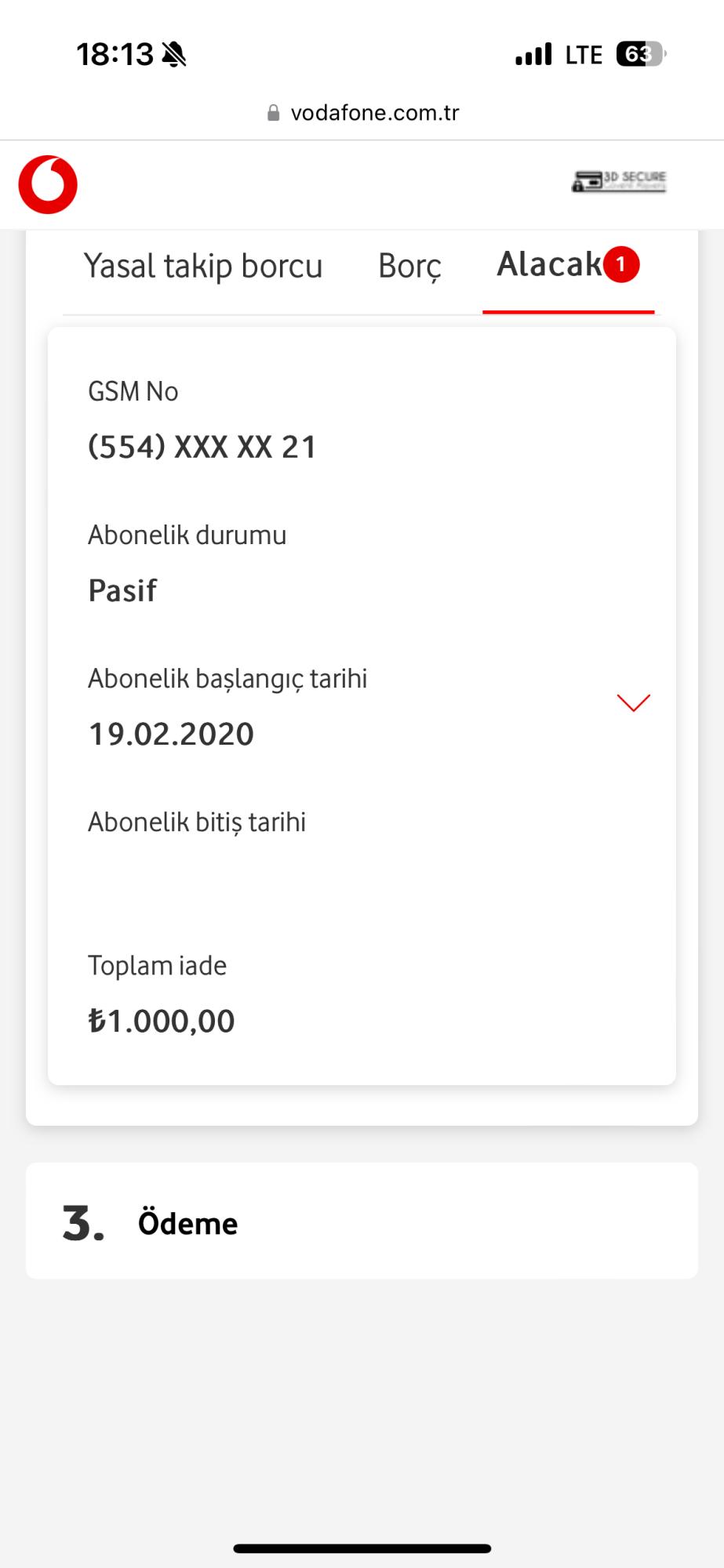 Vodafone IBAN Alanı Yok - Şikayetvar
