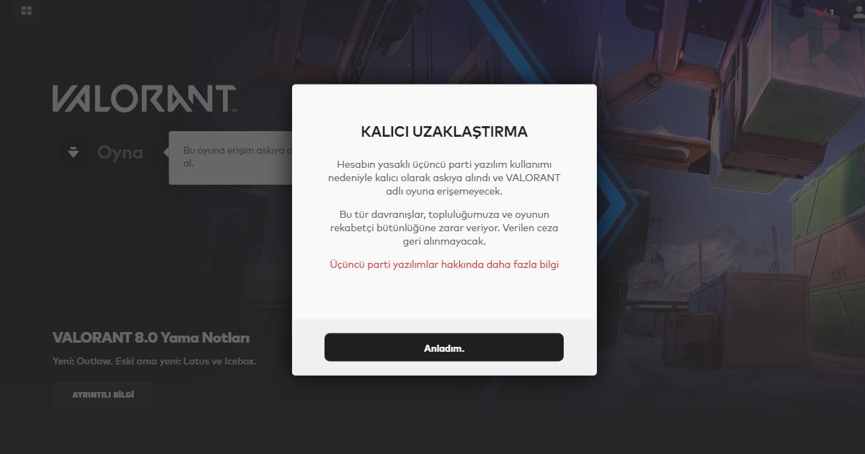 Valorant Kalıcı Ban Sorunu - Şikayetvar