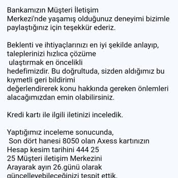 Hesap Kesim Tarihî ve Kredi Kartı Ekstresi Şikayetleri - Şikayetvar
